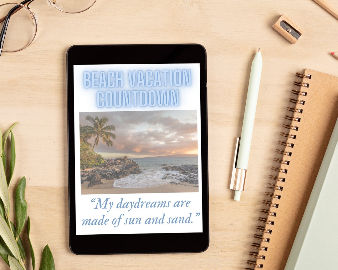 Beach Quotes Vacation Countdown 15 Day Printable Calendar Instant ...