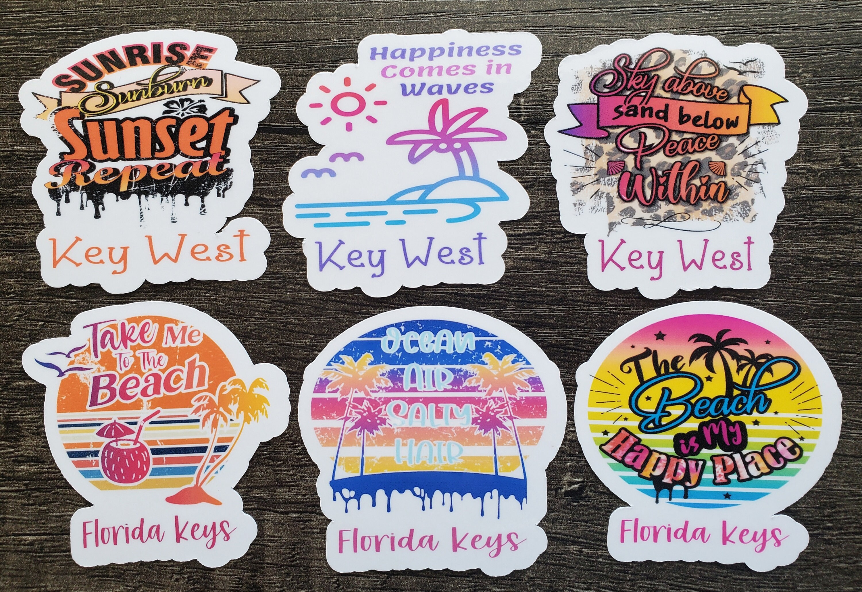 Key West & Florida Keys Stickers 6 Pack Laptop Notebook Tumbler Decal ...