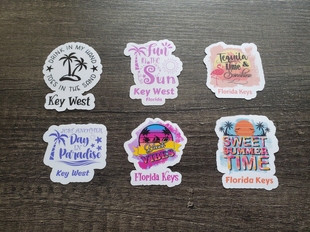 Florida Keys & Key West Stickers 6 Pack Laptop Notebook Tumbler Decal ...