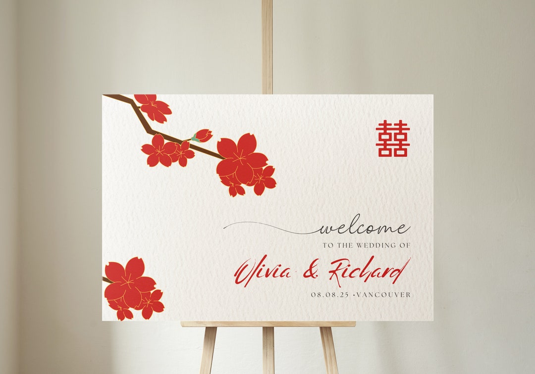 Chinese Wedding Welcome Sign: Tea Ceremony Template (editable, Canva ...