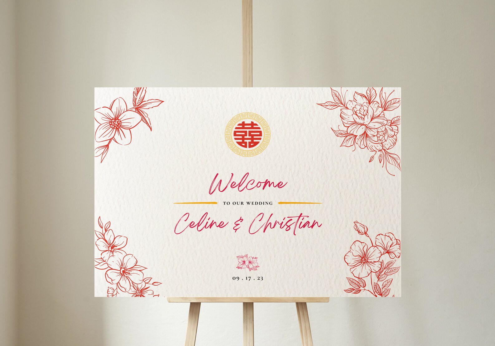 Chinese Wedding Welcome Sign Template, Tea Ceremony Sign, Asian Wedding ...