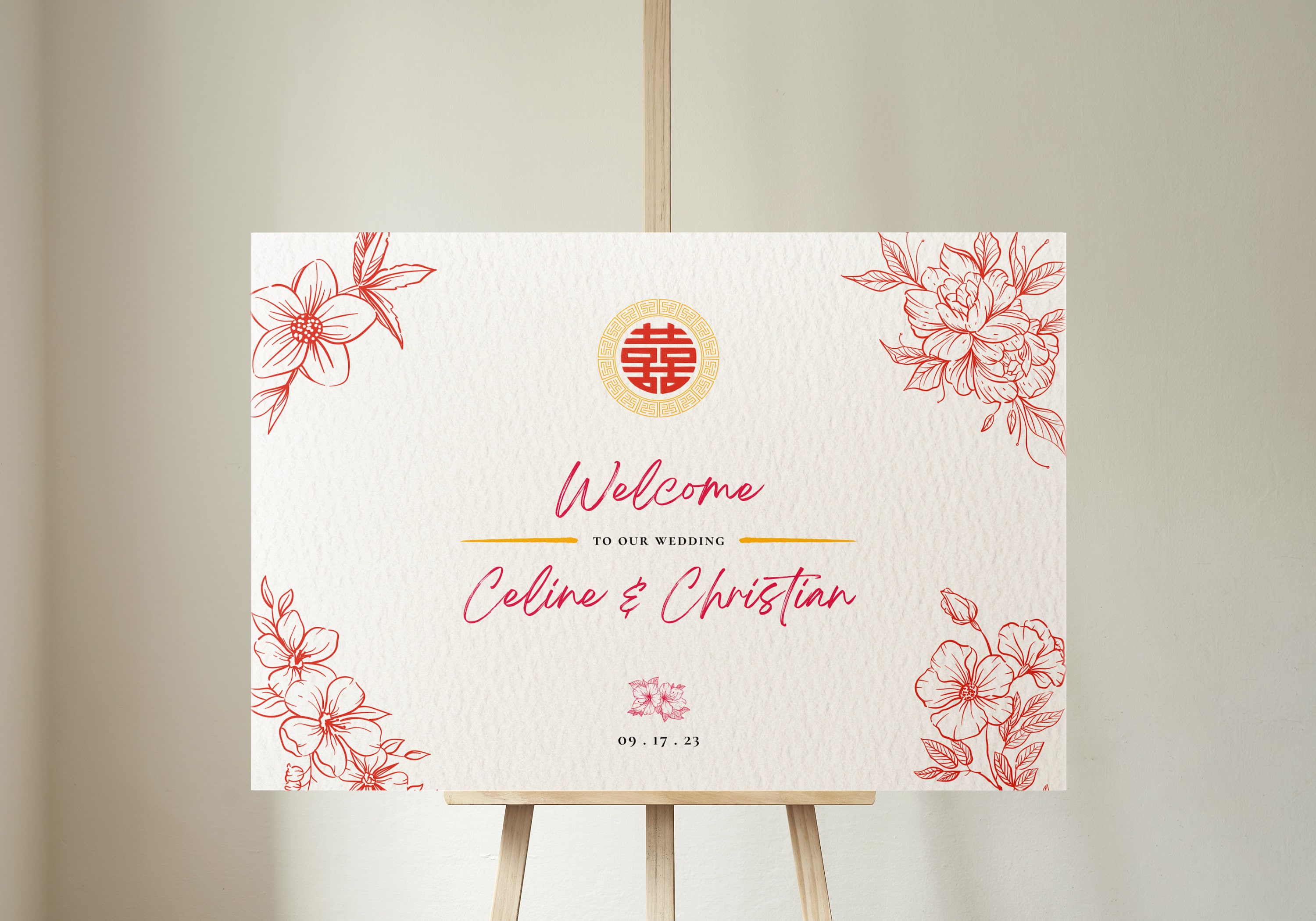 Chinese Wedding Welcome Sign Template, Tea Ceremony Sign, Asian Wedding ...