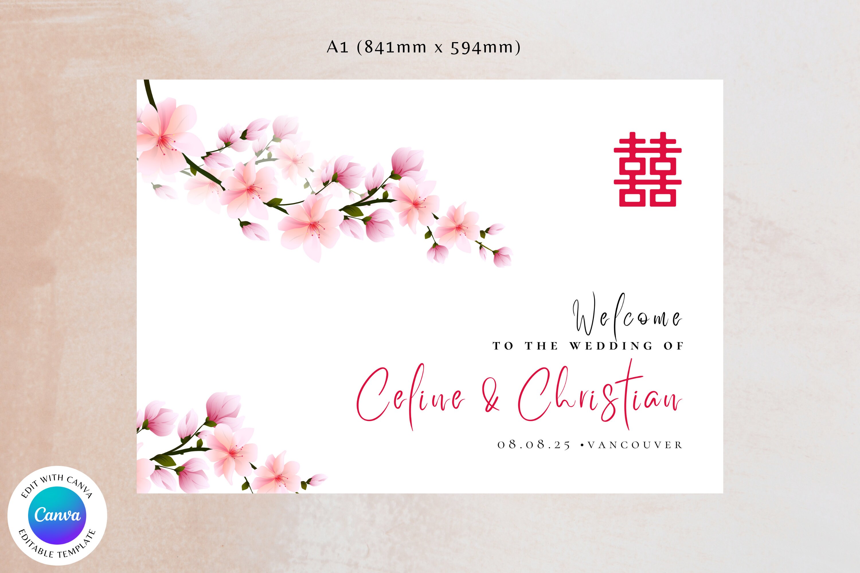 Chinese Wedding Welcome Sign Template: Tea Ceremony Decor (digital ...