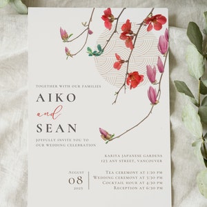 Japanese Inspired Wedding Invitation Template, Japanese Wedding Card ...