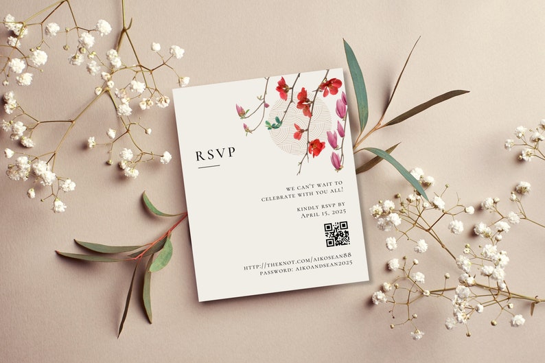 Japanese Inspired Wedding Invitation Template, Japanese Wedding Card ...