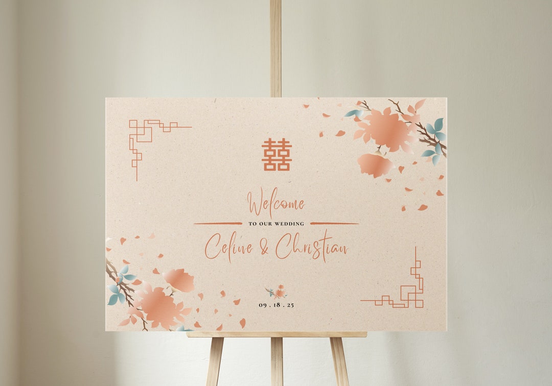 Chinese Wedding Welcome Sign Template: Tea Ceremony Decor (digital ...