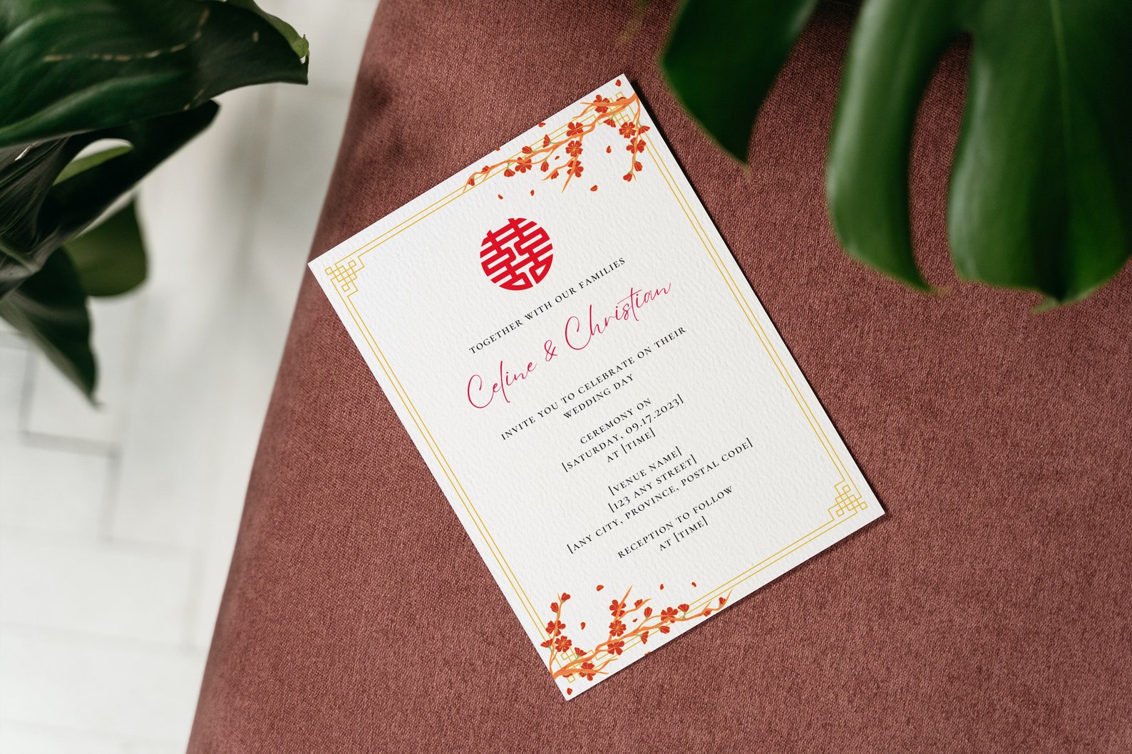 Chinese Wedding Invitation Template: Bilingual, Editable Canva Design ...
