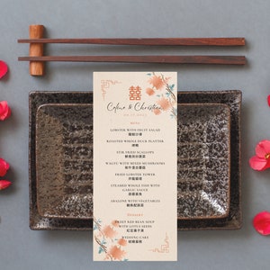 Bilingual Chinese Wedding Menu Template: Double Happiness (editable ...