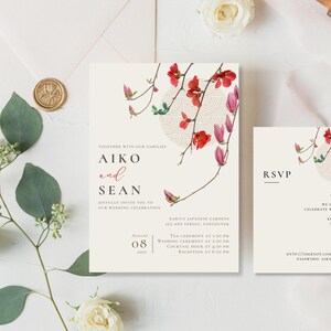 Japanese Inspired Wedding Invitation Template, Japanese Wedding Card ...