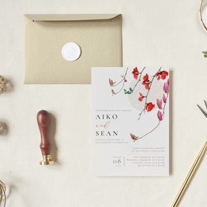 Japanese Inspired Wedding Invitation Template, Japanese Wedding Card ...