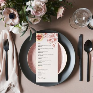 Bilingual Chinese Wedding Menu Template: Editable Canva Design (digital ...
