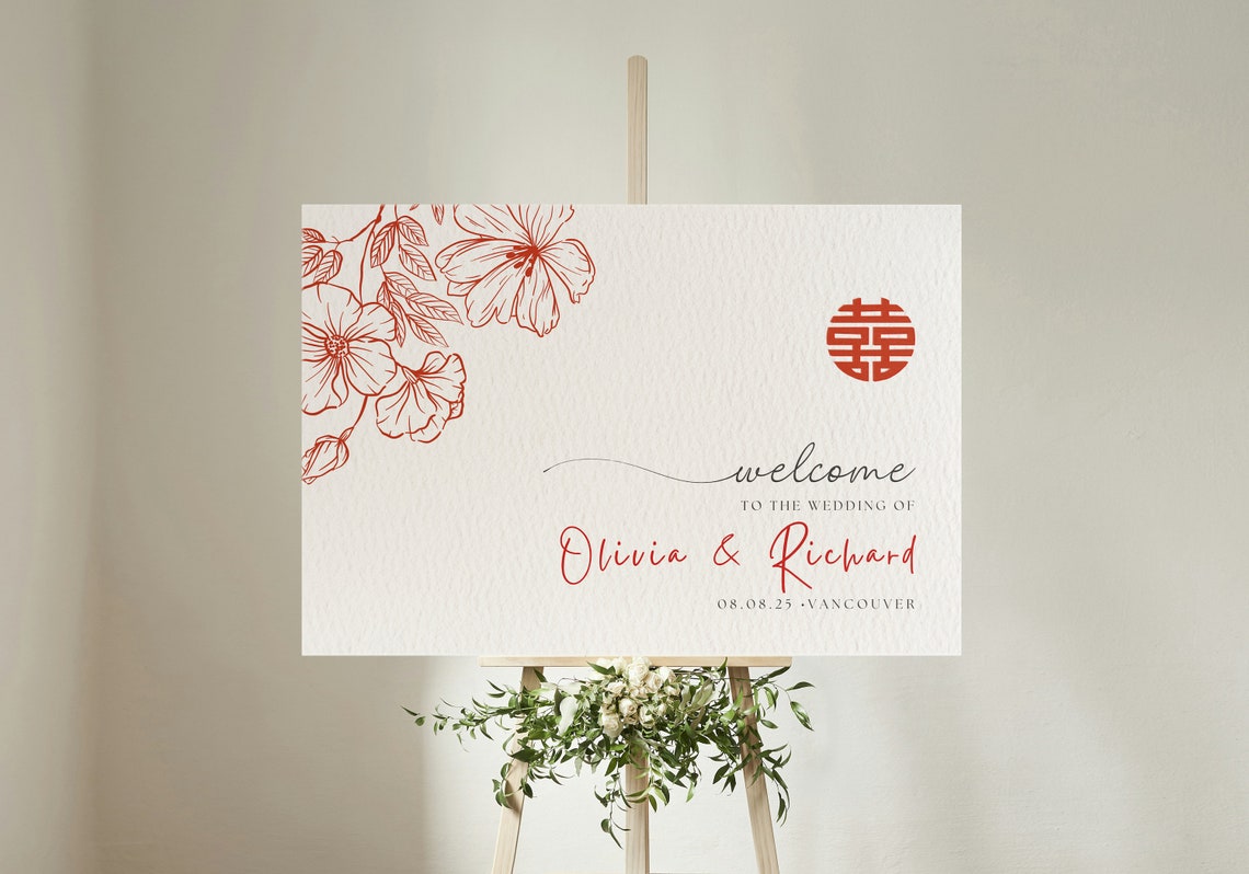 Chinese Wedding Welcome Sign Template: Tea Ceremony Decor (digital ...