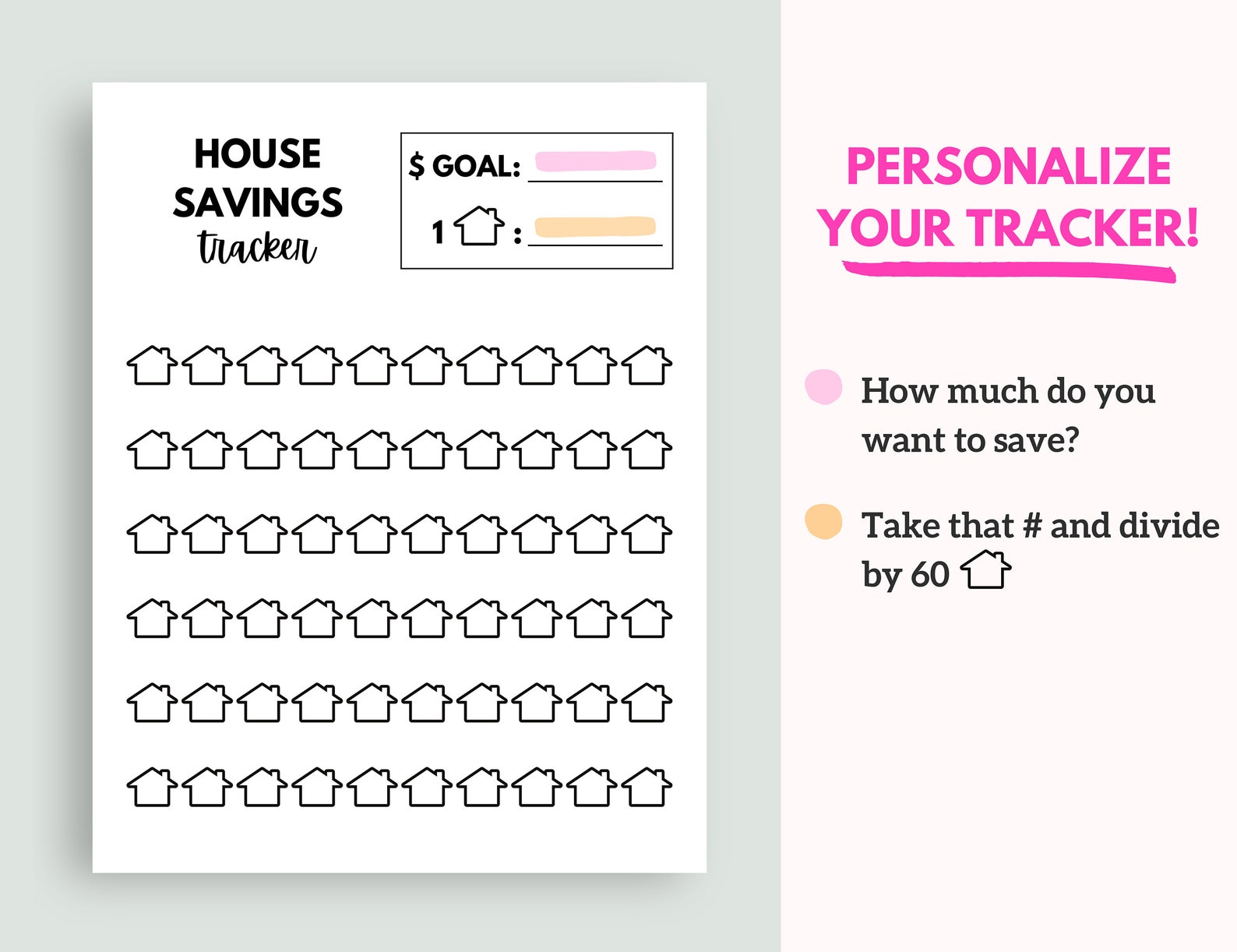 House Savings Tracker Printable Home Savings Tracker - Etsy