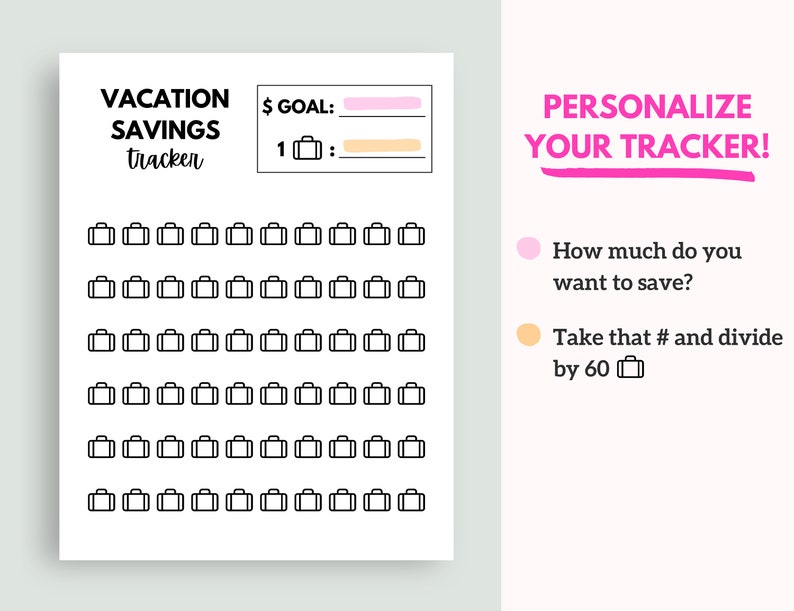 Vacation Savings Tracker Printable Travel Savings Tracker - Etsy