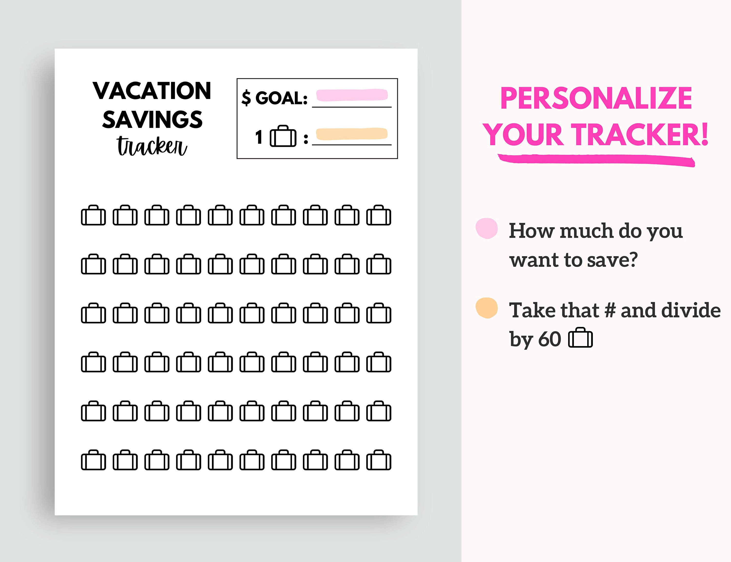 Vacation Savings Tracker Printable | Travel Savings Tracker - Etsy