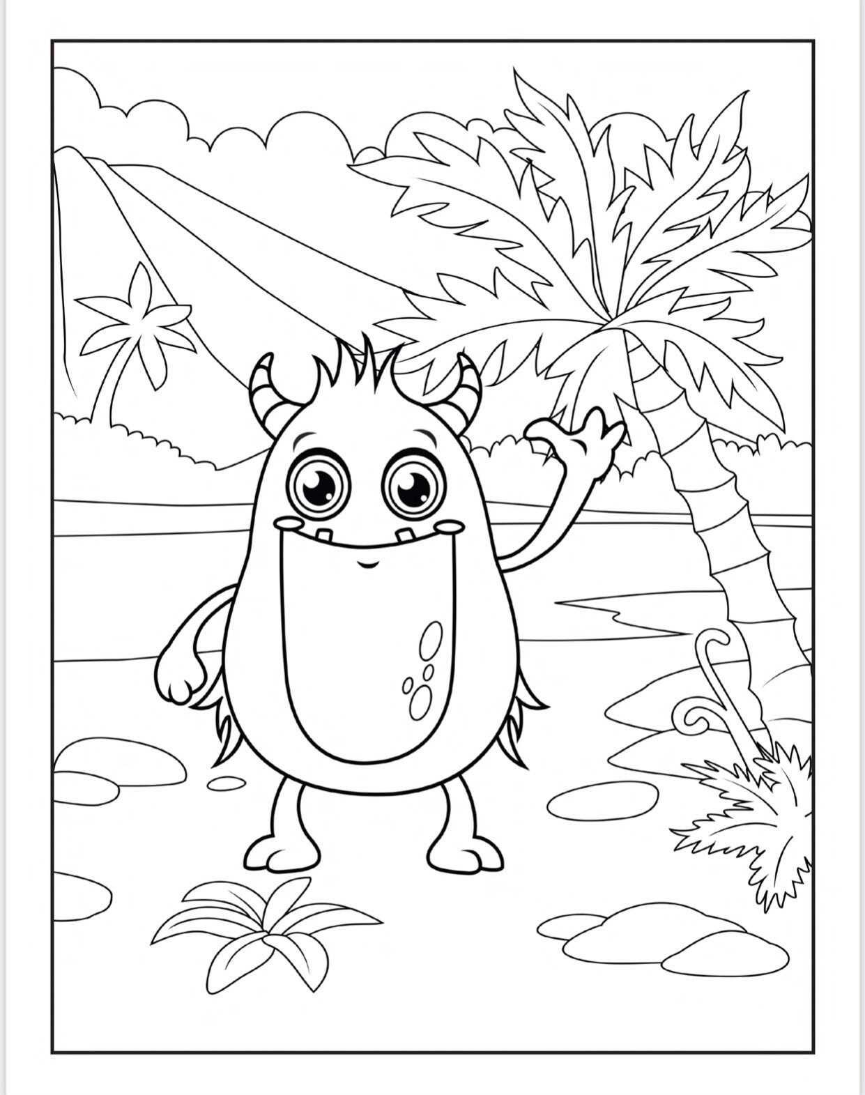 Digital Download. 40 Monster Coloring Pages With Border. - Etsy