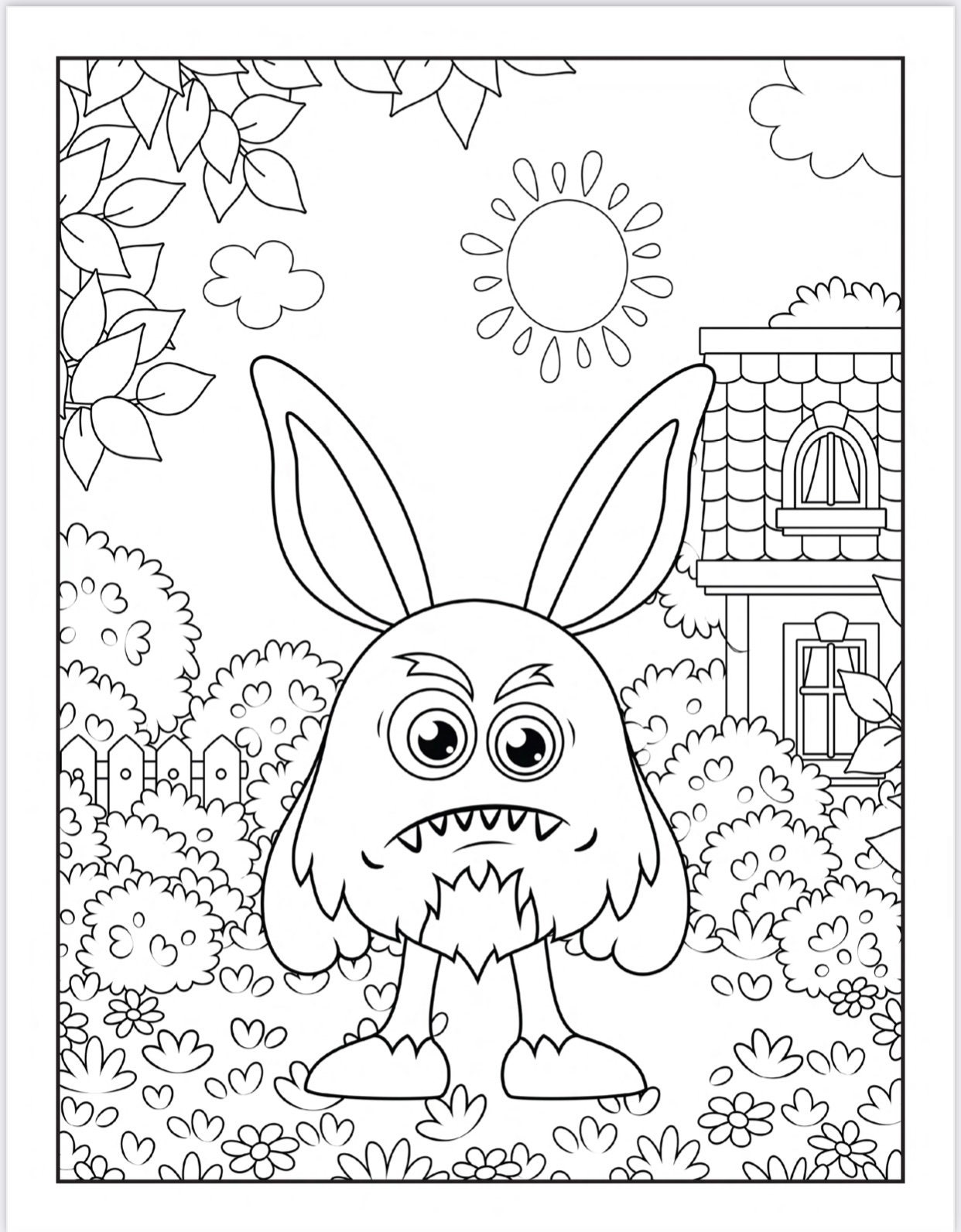 Digital Download. 40 Monster Coloring Pages With Border. - Etsy