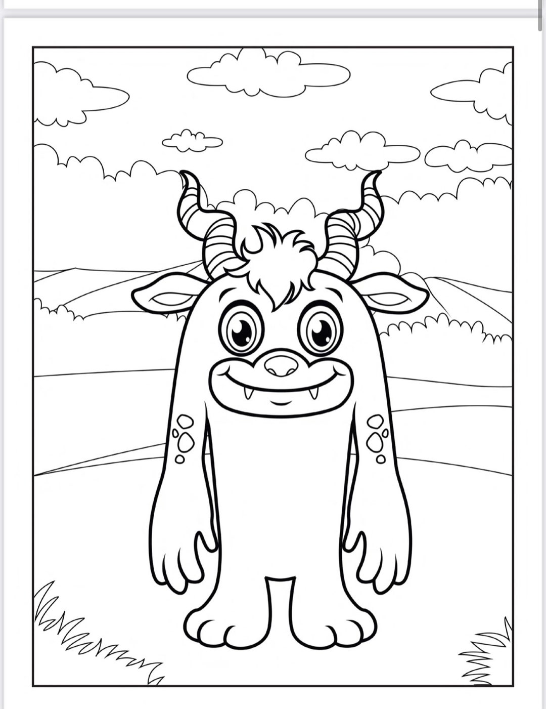 Digital Download. 40 Monster Coloring Pages With Border. - Etsy