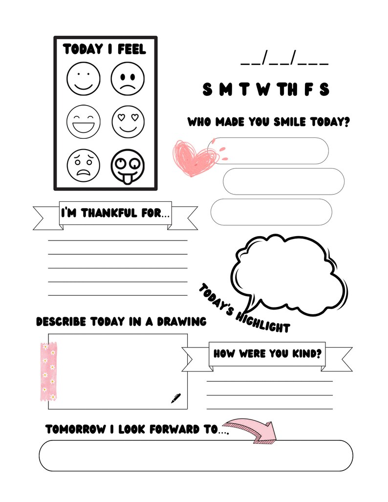 PRINTABLE 5-minute Gratitude Journal for Kids - Etsy