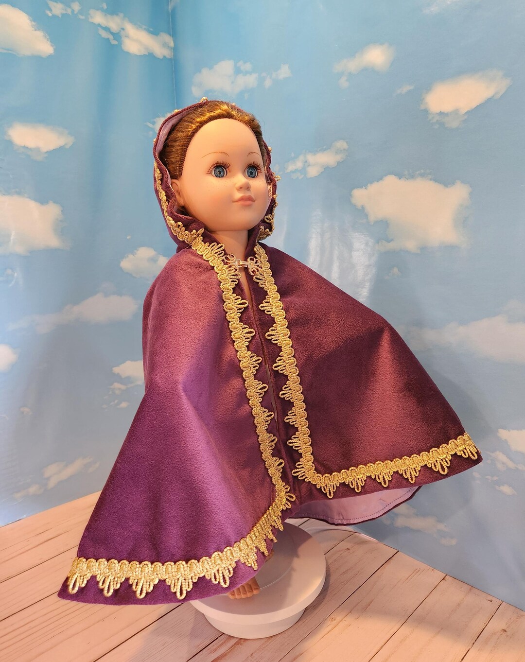 Purple Velvet Doll Cape: Gold Trim, Faux Fur Muff - Fits 18" Dolls - Etsy