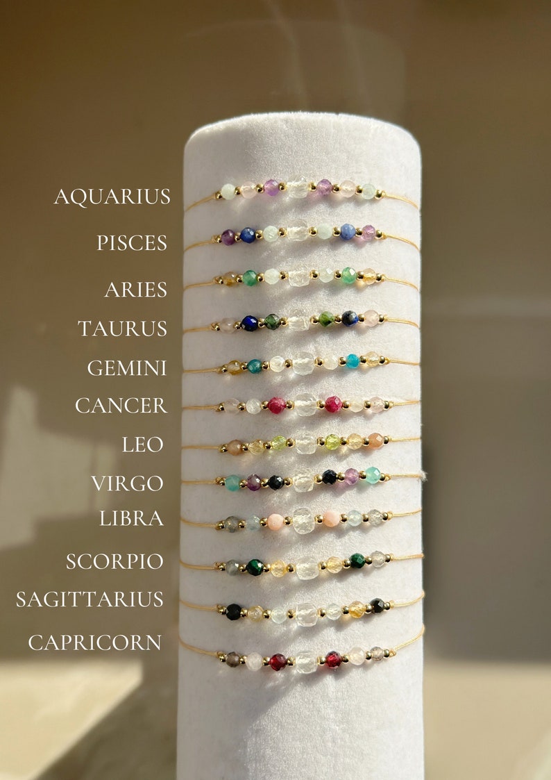 Leo Zodiac Dainty Natural Gemstone Bracelet: Peridot, Citrine, Sunstone ...