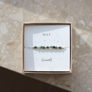 May Birthstone Gemstone Bracelet. EMERALD. Dainty Gemstone Bracelet ...