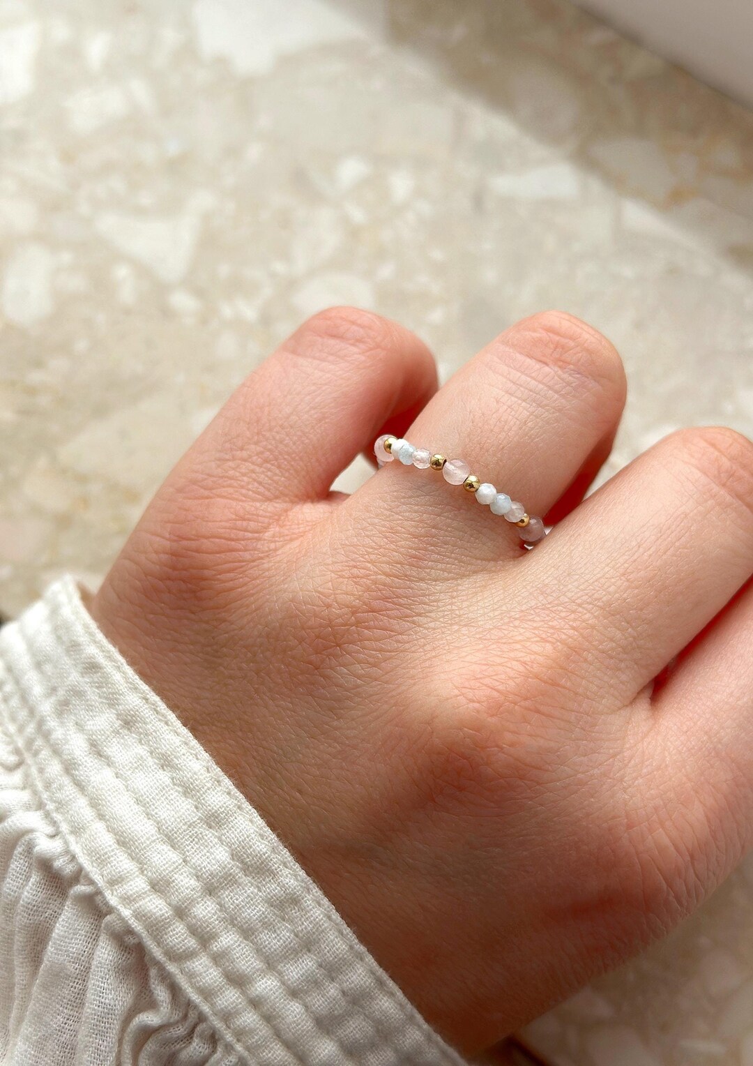Support Fertility Ring, Rose Quartz, Aquamarine, Moonstone, Gemstone ...