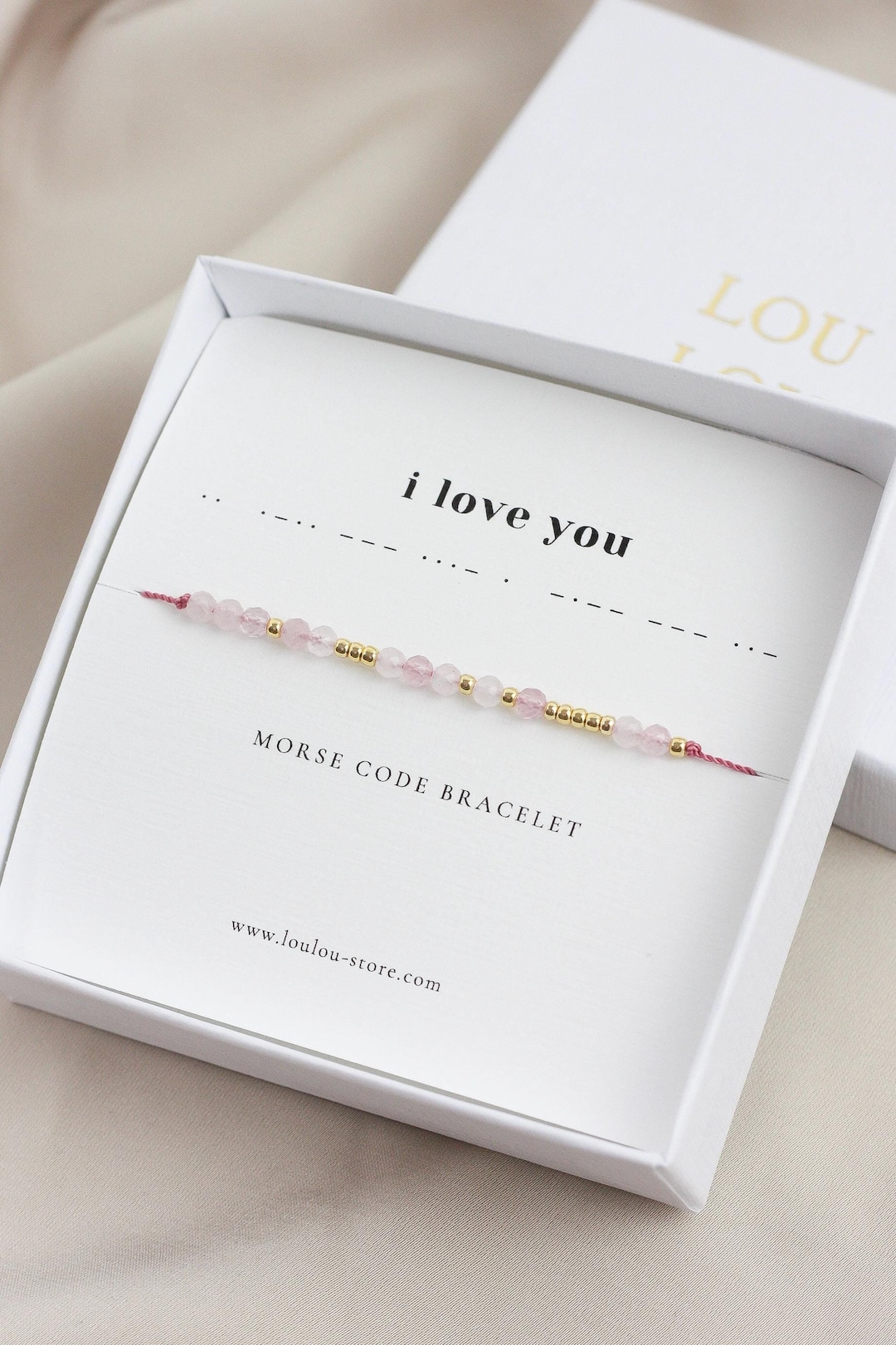 I Love You Morse Code Bracelet, Hidden Message Bracelet, Natural Rose ...
