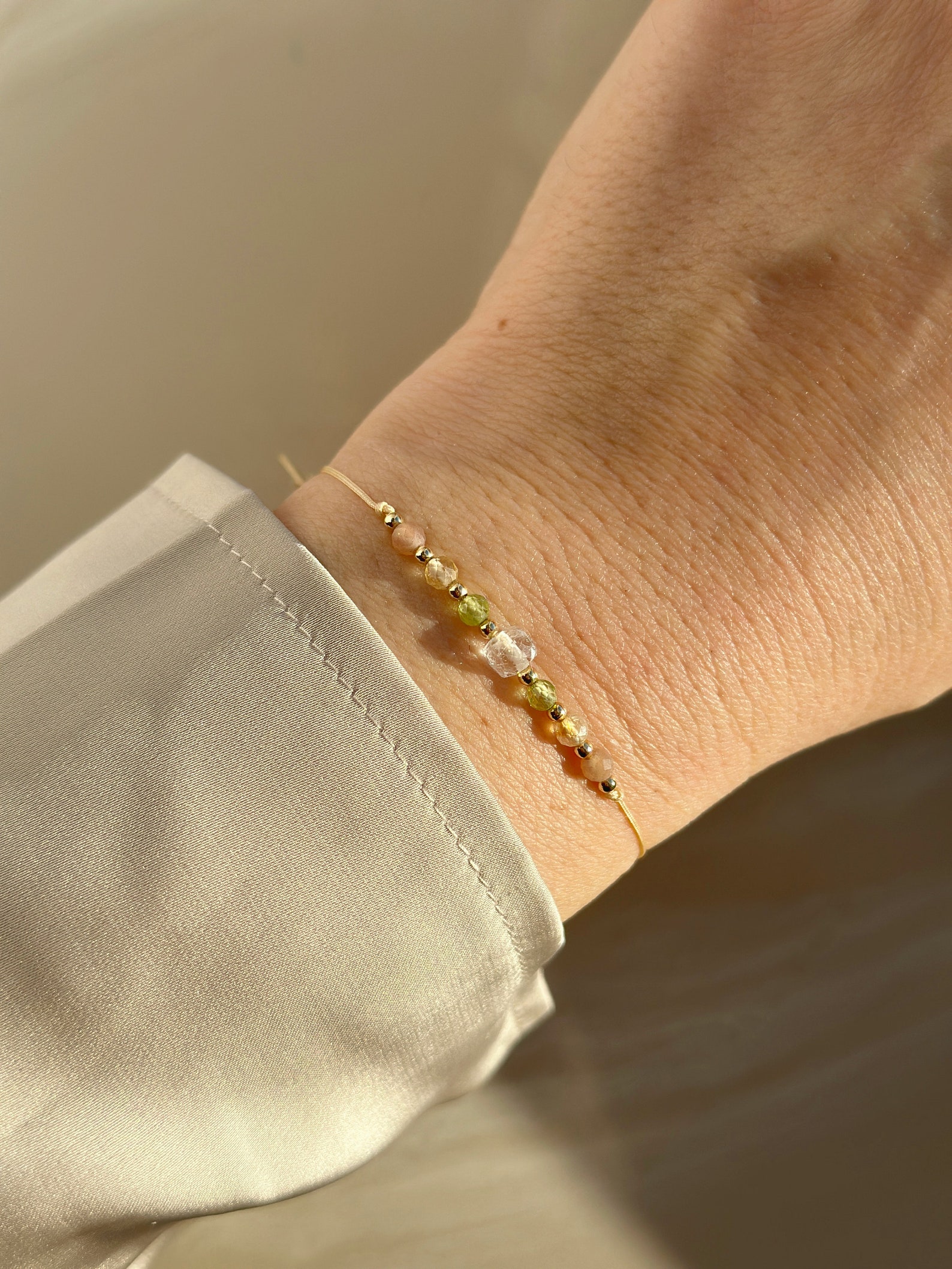 Leo Zodiac Dainty Natural Gemstone Bracelet: Peridot, Citrine, Sunstone ...
