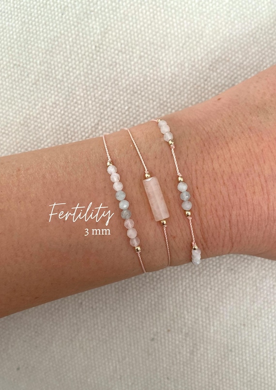 Fertility Bracelet. Rose Quartz Aquamarine Moonstone. Fertility Crystals. Mom to Be Gift. 3mm Etsy