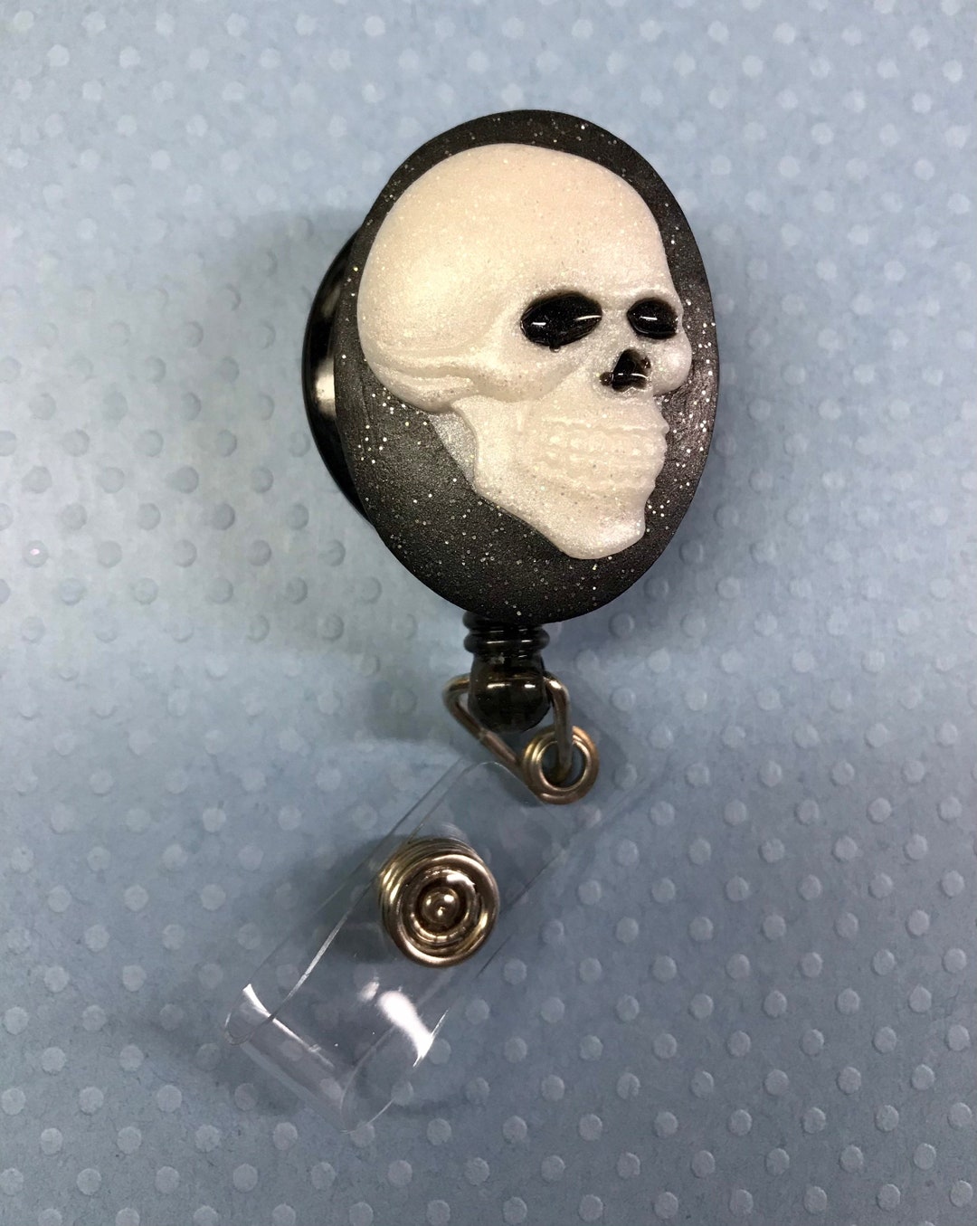 Skull Head Badge Reel ~ X-ray Tech Badge Reel ~ Belt Clip Badge Reel ...
