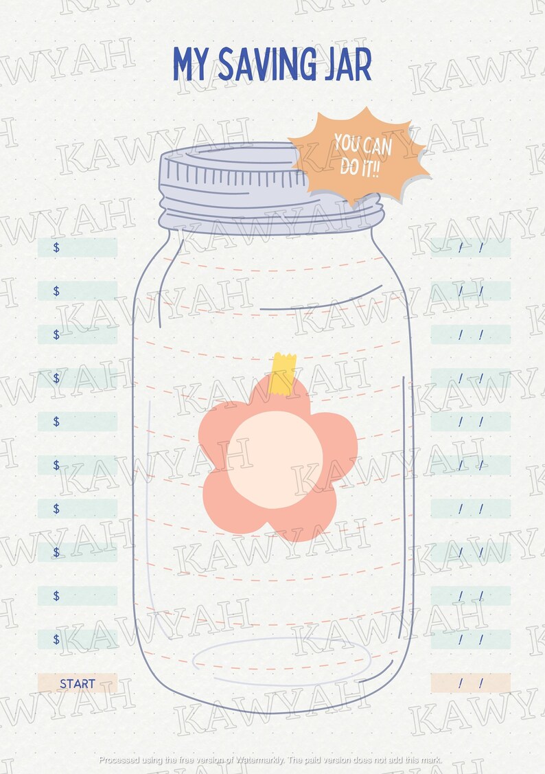 Saving Goal Tracker Printable Journal Planner Inserts Kids Saving ...