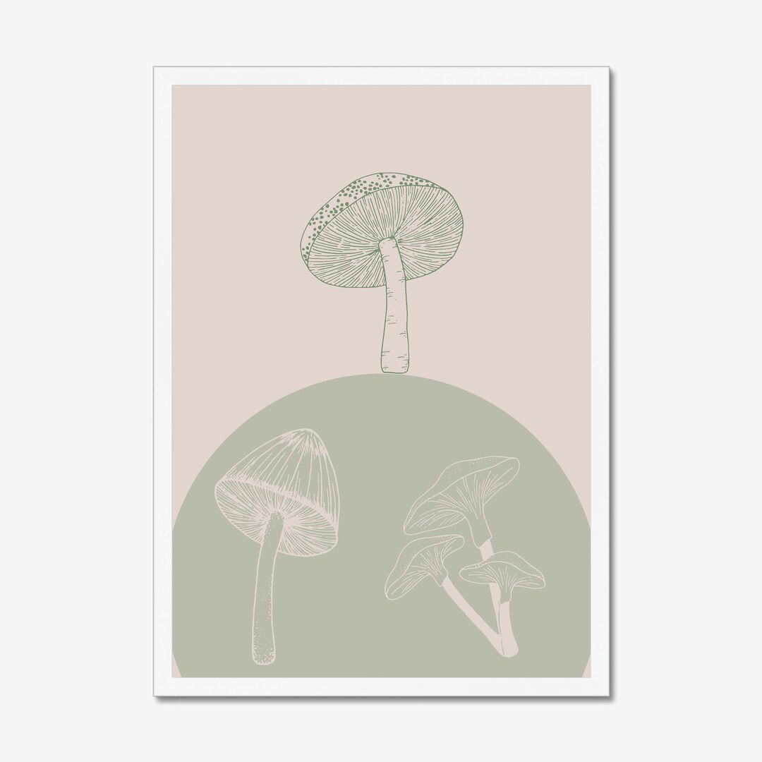 Nude Pink and Sage Green Circle and Toadstool Simple Print. Free ...