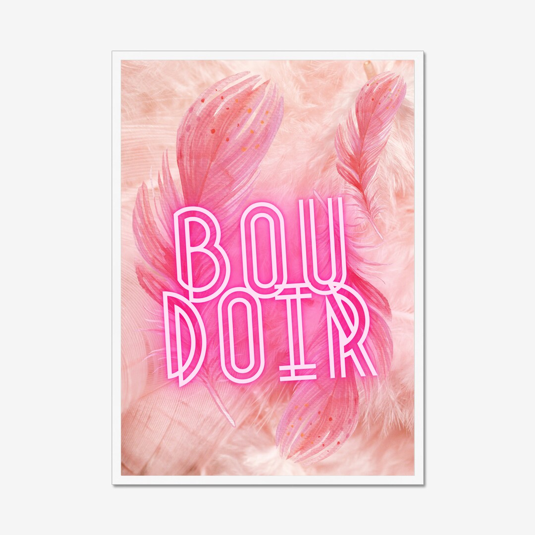 Pink Feather Boudoir Neon Effect Bedroom Print. Free Delivery - Etsy