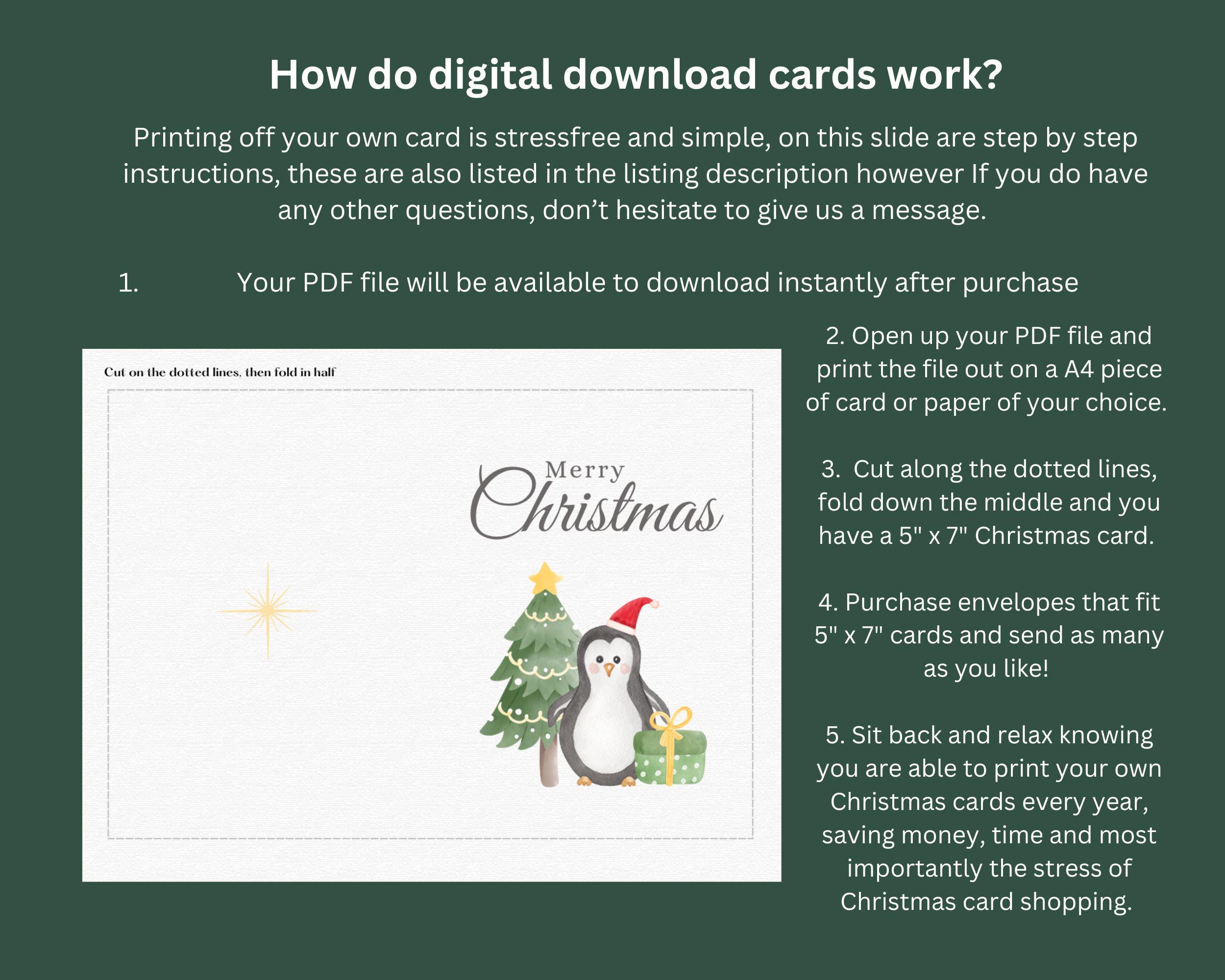Printable Watercolour Christmas Card, Penguin Merry Christmas Card ...
