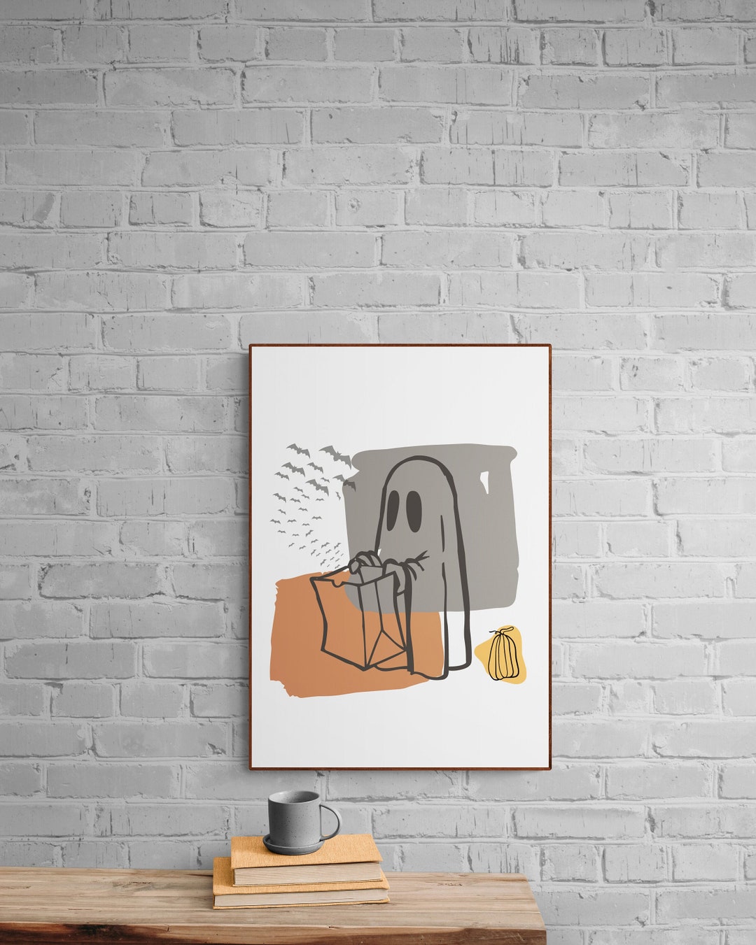 Halloween Ghost Print: Trick or Treat, Minimal Fall Decor (A5/A4) - Etsy