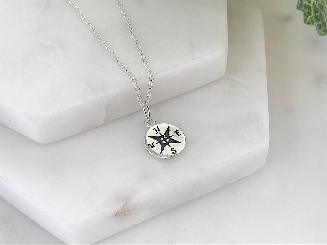 Compass Necklace - Sterling Silver Necklace - Compass Jewellery ...