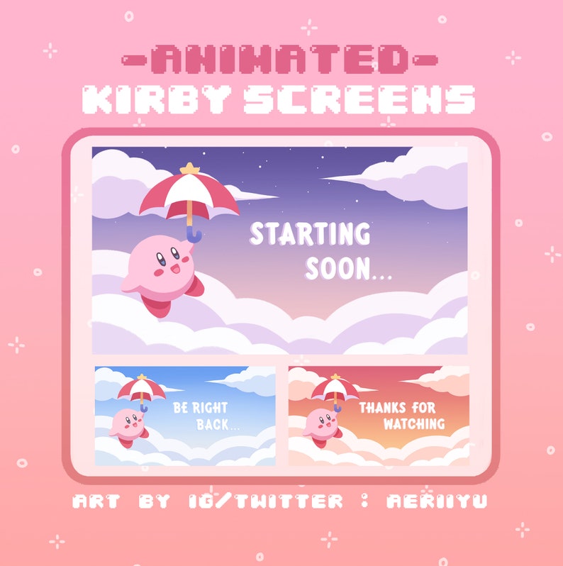 ANIMATED Kirby Offline/starting/brb/ending Screens Bundle - Etsy