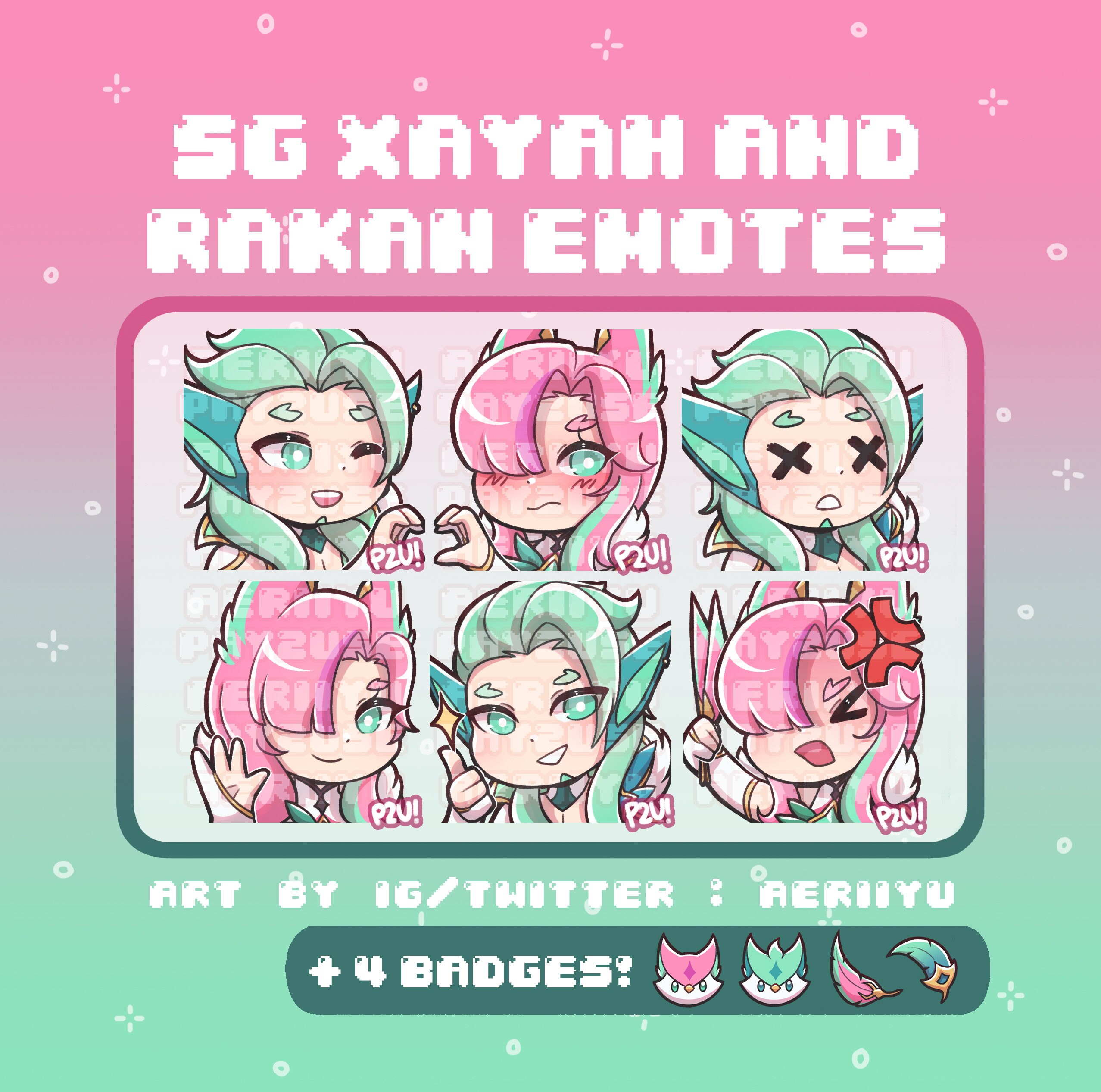 Star Guardian Xayah and Rakan Emotes - LIGHT+DARK Versions - Etsy