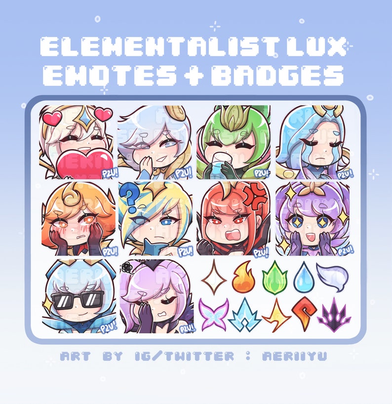 Elementalist Lux Emote and Badge Pack - Etsy