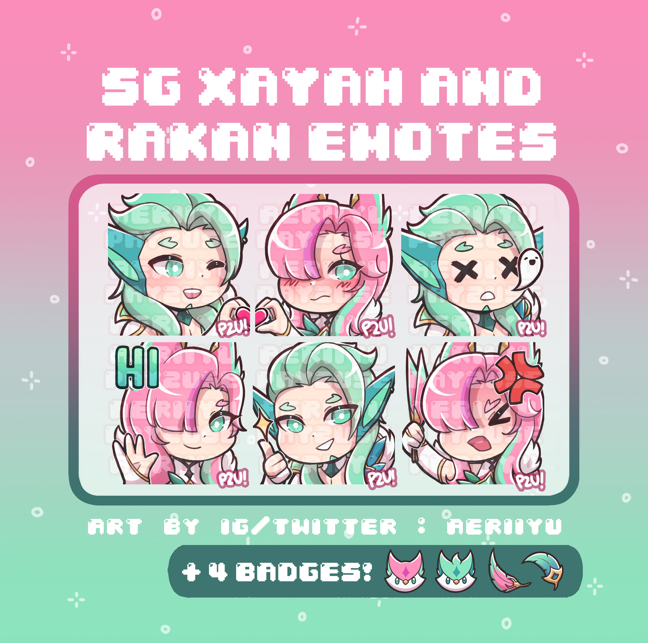 Star Guardian Xayah and Rakan Emotes - LIGHT+DARK Versions - Etsy