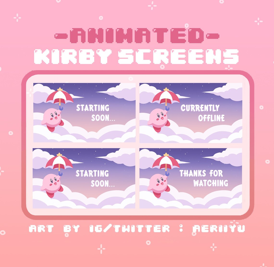 ANIMATED Kirby Offline/starting/brb/ending Screens Bundle - Etsy