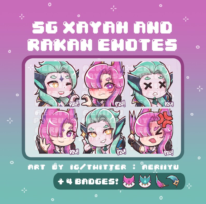 Star Guardian Xayah and Rakan Emotes - LIGHT+DARK Versions - Etsy