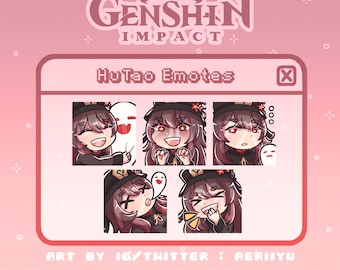 Twitch Emote Hu Tao Emotes Pack comfy, Wheeze, Sleep, Heart, Smug ...