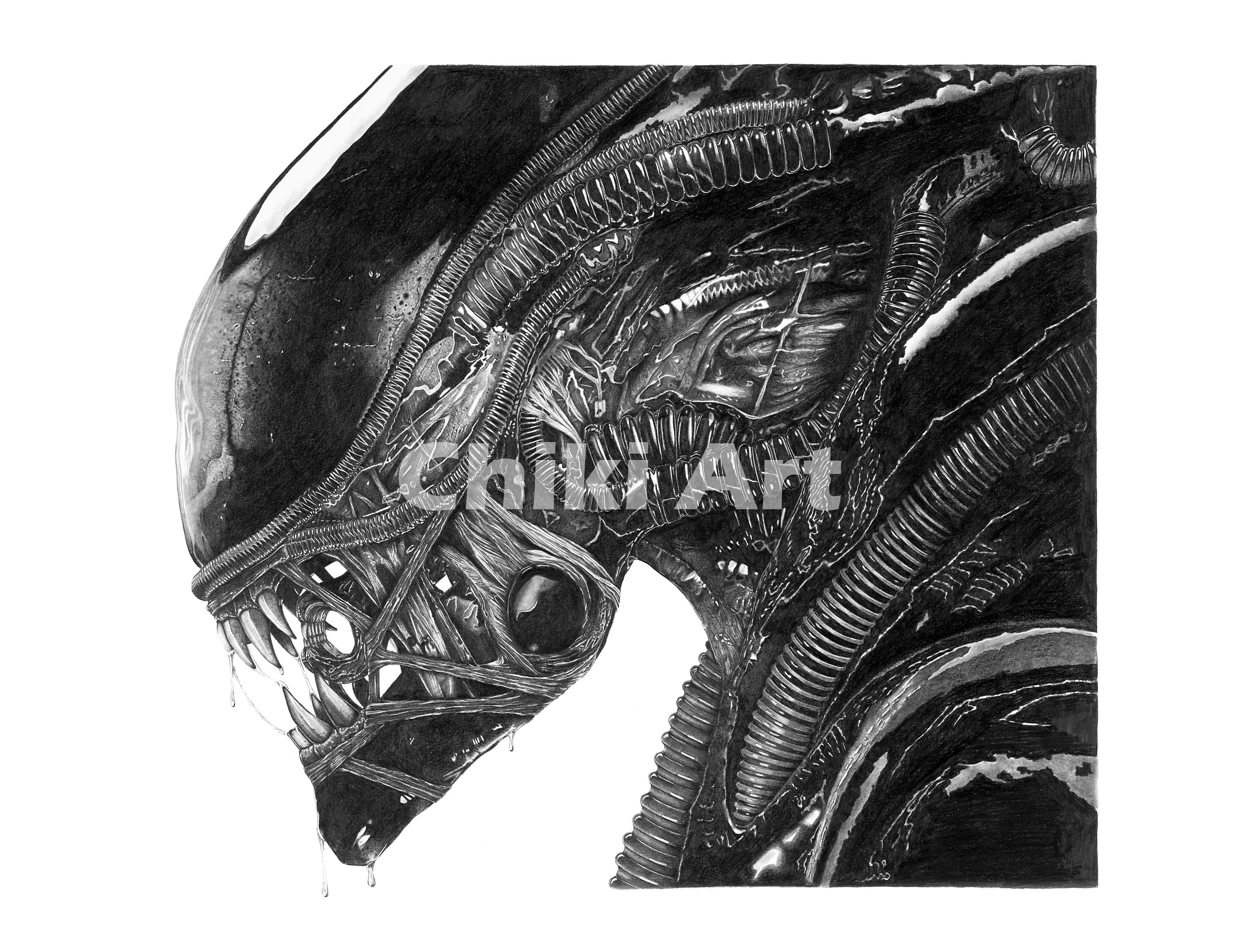 Dibujo a Lápiz ALIEN (IMPRIMIR) - Etsy