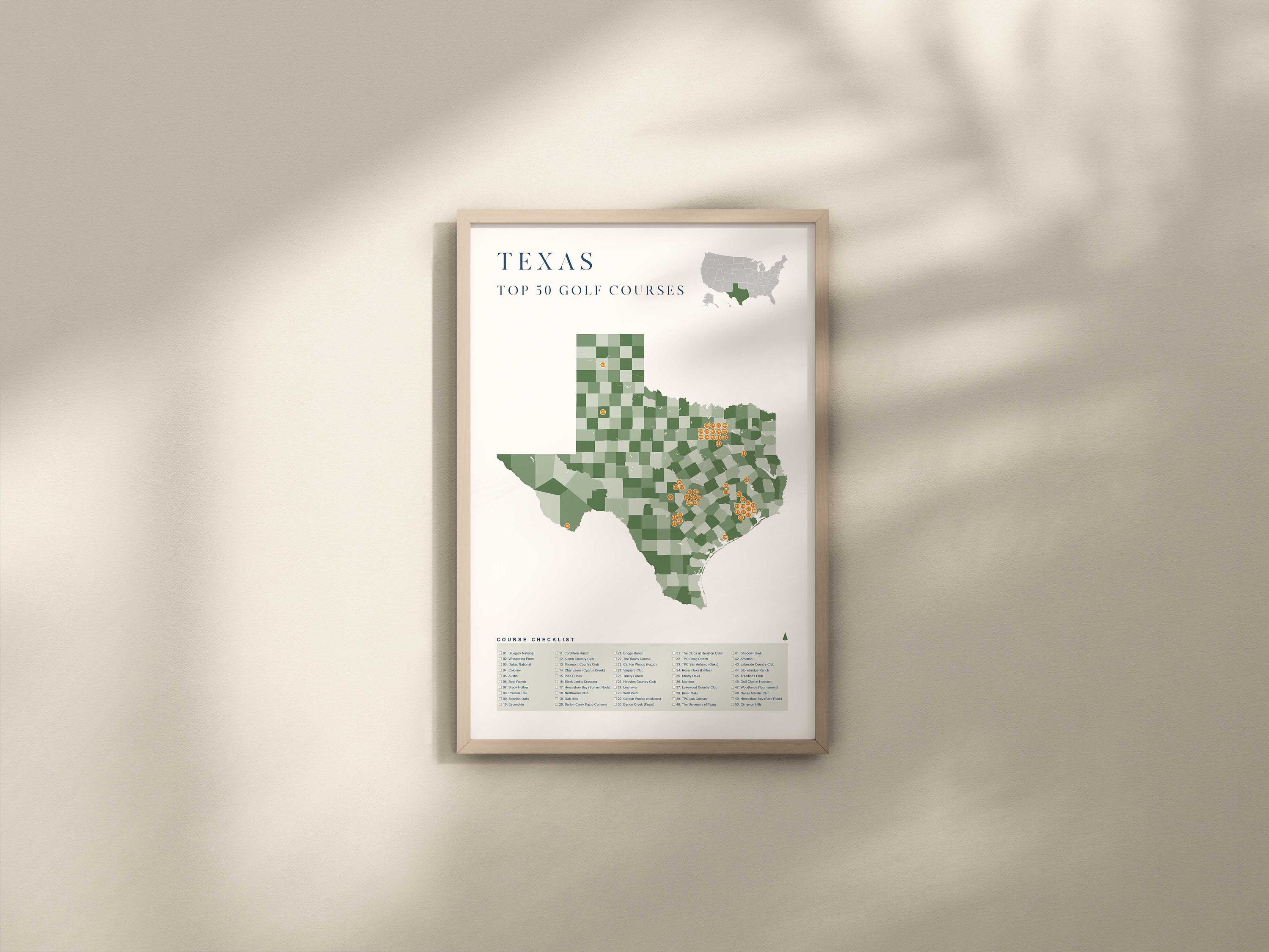Texas Golf - Green Map of the State's Top 50 Golf Courses - Texan ...