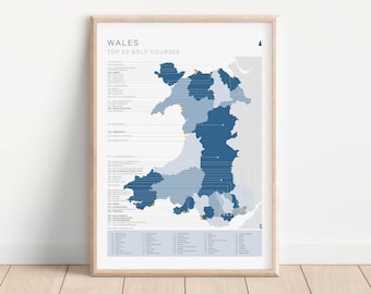 Wales Golf Map Print – Top 50 Courses Checklist (2025) - Welsh ...