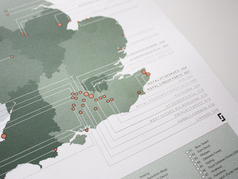 Top 50 English Golf Course Map and Checklist - Etsy UK
