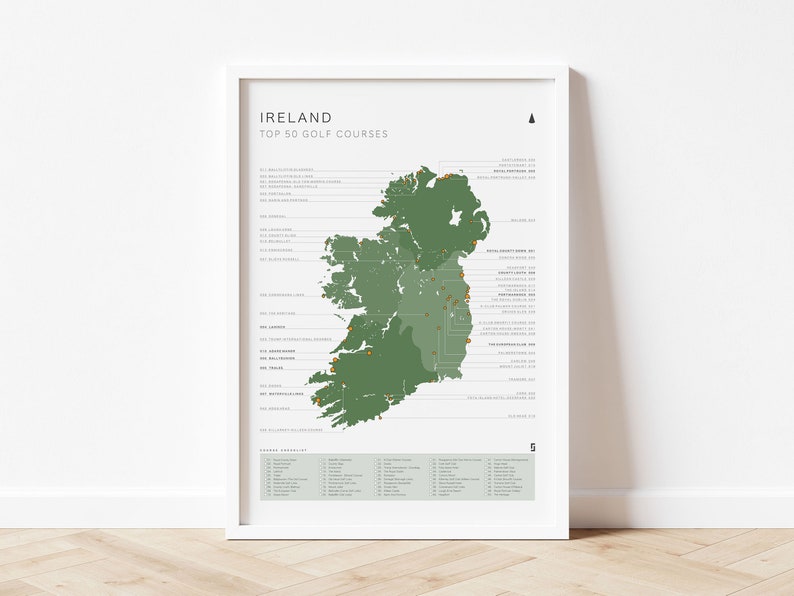 Ireland Golf Map – 2026 Top 50 Courses and Checklist List - Etsy UK