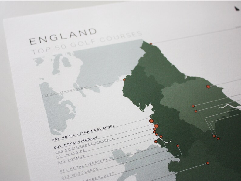 Top 50 English Golf Course Map and Checklist - Etsy UK